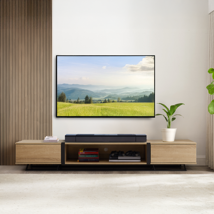 Criterion Capri TV Unit, Entertainment Cabinet 2000mm Low Line Oak Bla ...