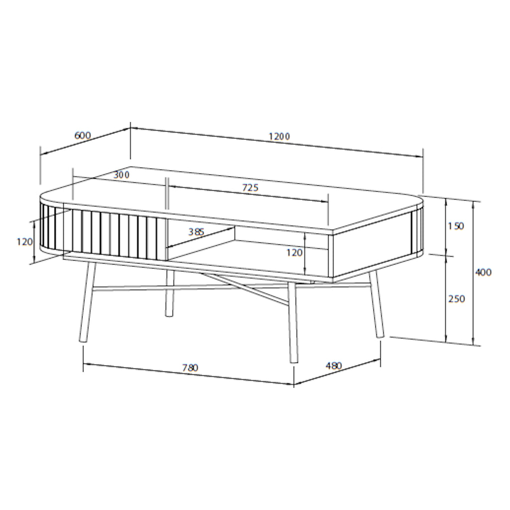 Criterion Albany Coffee Table 1200mm Semi-Assembled, Powder Coated Ste ...