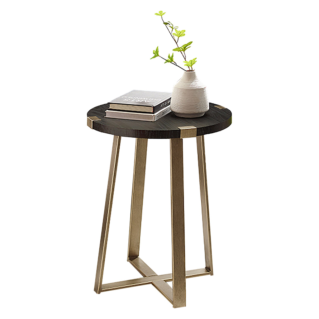 Criterion Capri End Table 445mm Round Table, Gold Metal Leg and Metal ...