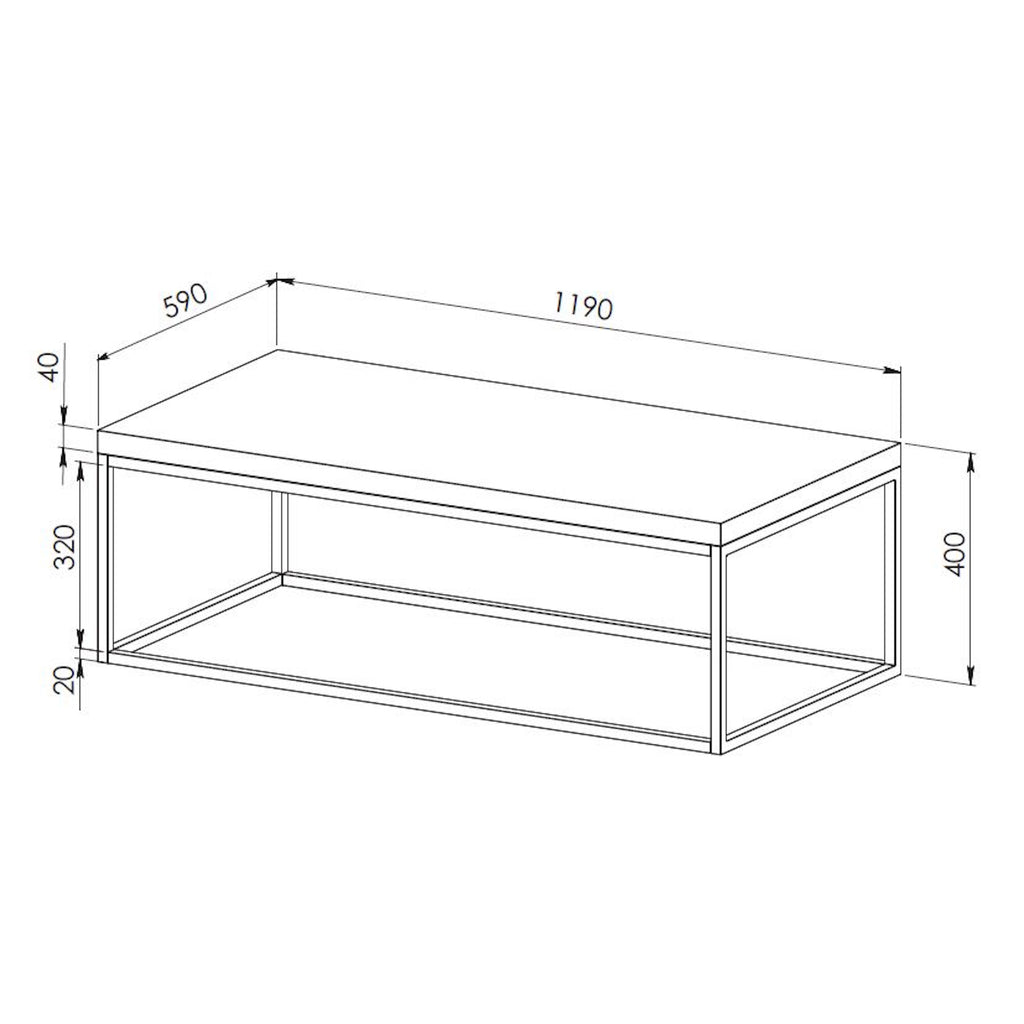 Criterion Chryzler Coffee Table 1200mm Metal Frame, Cement Look ...