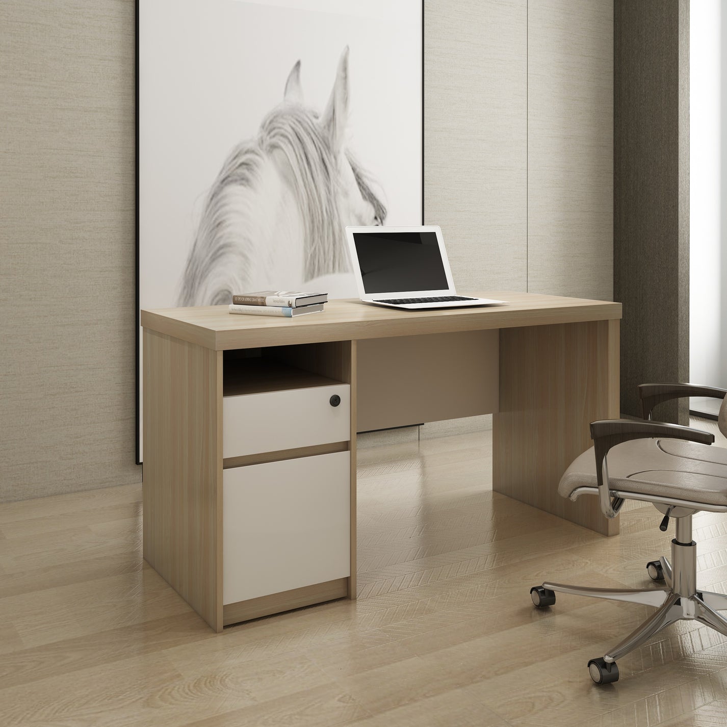 Criterion Lucy Desk 1400mm Oak White Left Hand Storage – Criterion.com.au