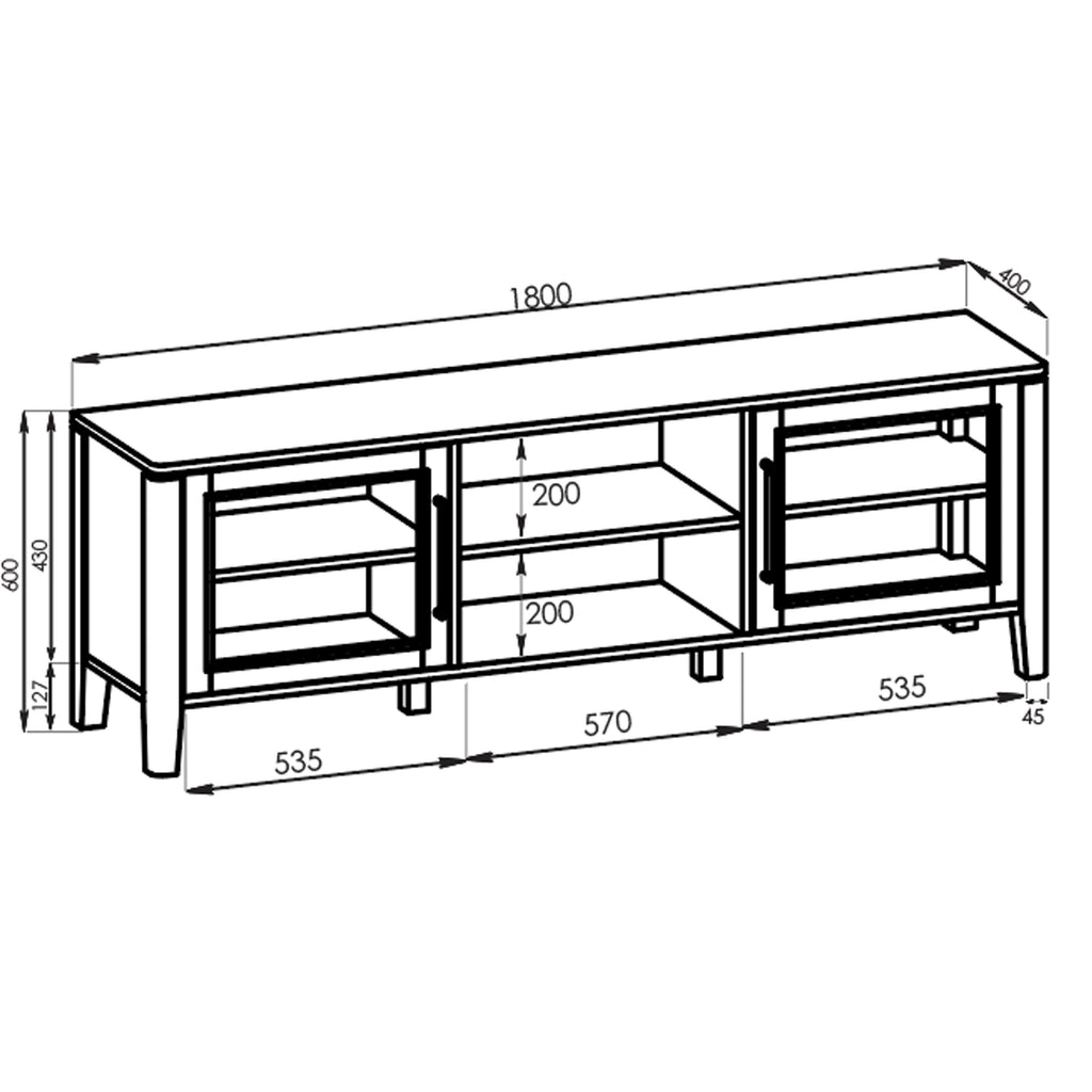Criterion Kennedy Entertainment Unit 1800mm Semi Assembled Stained Oak ...
